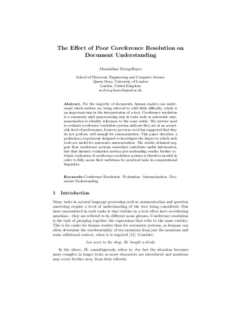 pdf the effect of poor coreference resolution on document understanding
