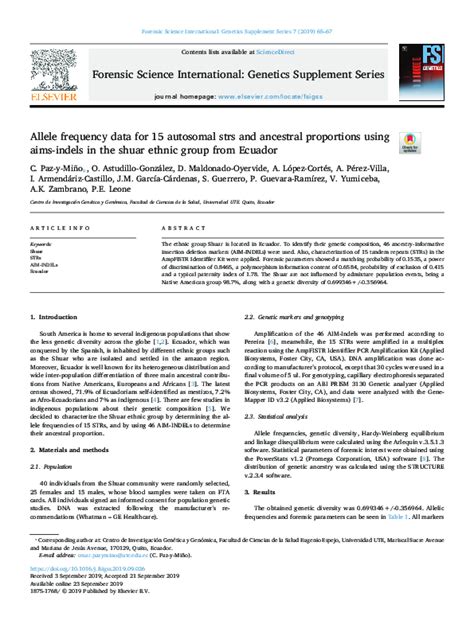 pdf allele frequency data for 15 autosomal strs and ancestral