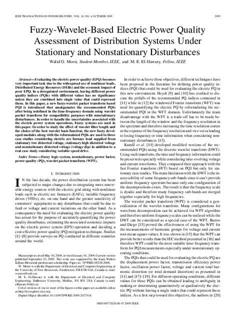 pdf fuzzy wavelet based electric power quality assessment of