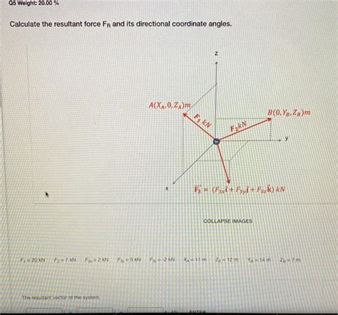 Solved Calculate The Resultant Force Fr And Its Directional