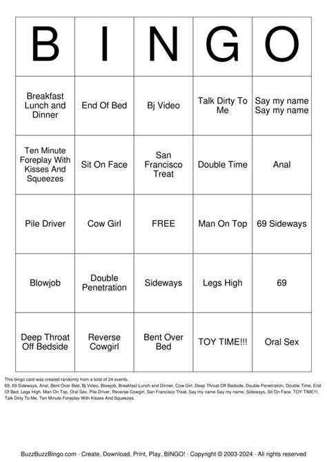 Sex Positions Bingo Cards To Download Print And Customize