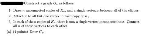 Solved Construct A Graph Gn As Follows 1 Draw N Chegg Com