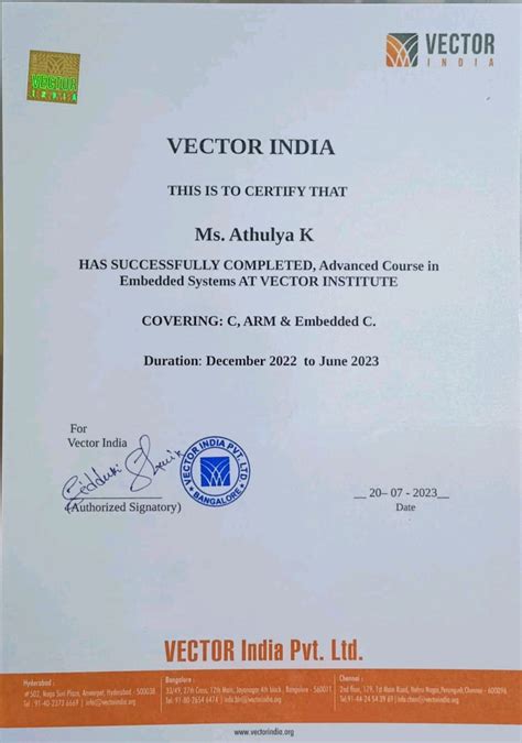 Athulya K On Linkedin I Am Happy To Share That I Have Successfully Completed 6 Month Training