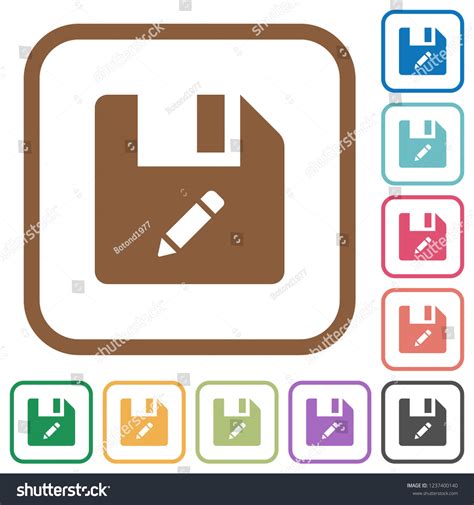 Rename File Simple Icons In Color Rounded Square Royalty Free Stock Vector 1237400140