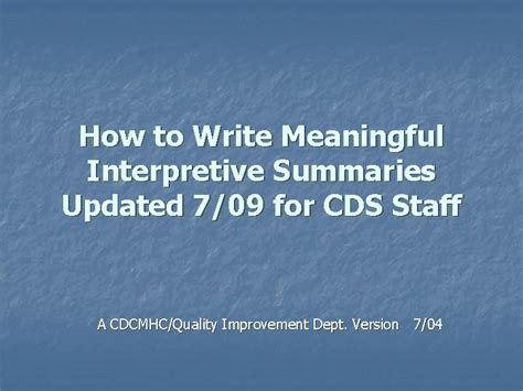 How To Write Meaningful Interpretive Summaries Updated 709