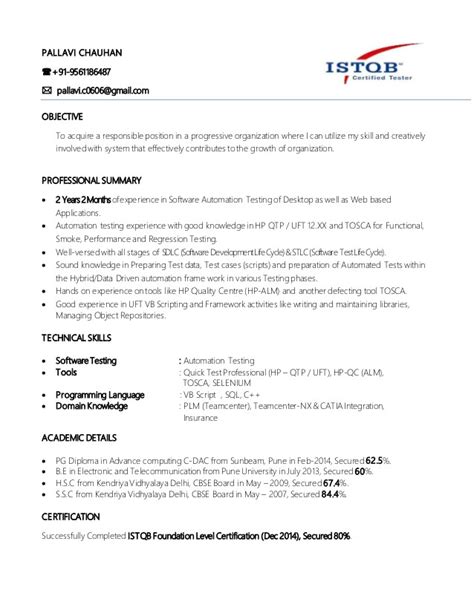 Sample Resume For Qtp Automation Testing Williamson