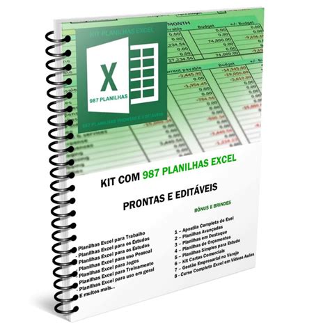 987 Planilhas Excel Prontas Planilhas Excel Com Direitos De Revenda