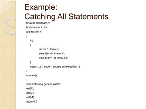 Exception Handling In Object Oriented Programming Using C Pptx