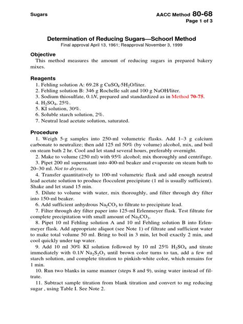 Determination Of Reducing Sugars Schoorl Method 80 68 Pdf Fructose Sucrose