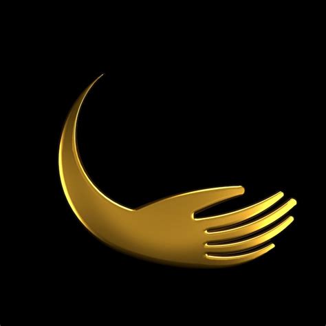 Premium Photo Hand Golden Icon D Render Illustration