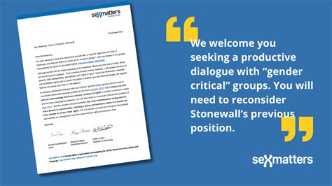 Sex Matters Writes To The New Chair Of Stonewall Sex Matters