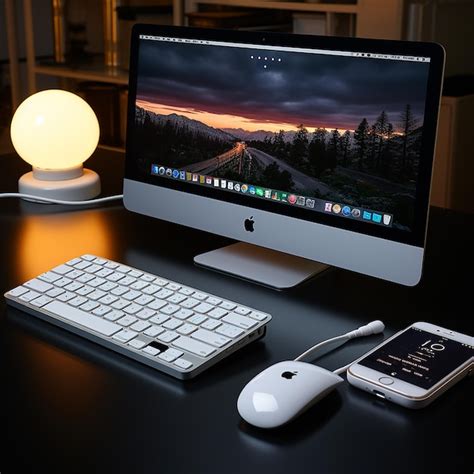 Premium Photo Apple Compact Keyboard Magic Mouse And Corded Headphones