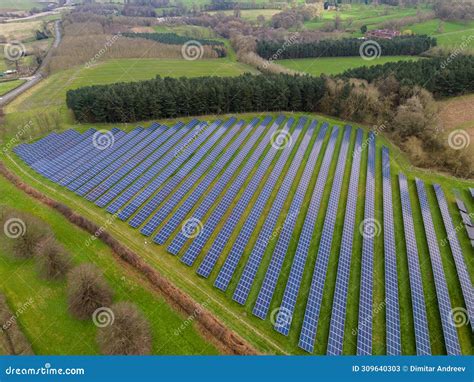 Aerial View Of Expansive Solar Panel Farm Stock Image Image Of Power