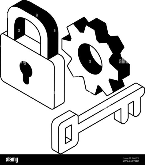 Security Padlock With Gearwheel On White Background Vector Illustration Design Stock Vector