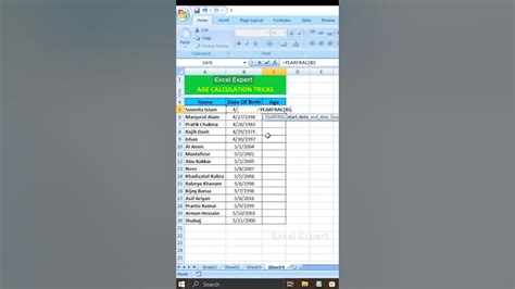 Microsoft Excel Age Tips Exceltips Age Dateofbirth Excelexpert