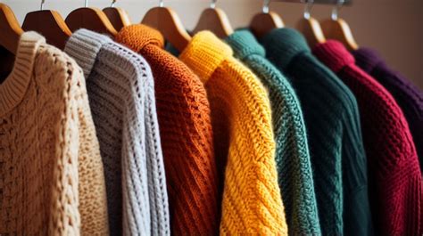 Premium Photo Closeup Of Assorted Multi Coloured Knitted Jumpers