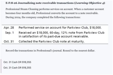 solved e f 8 26 journalizing note receivable transactions