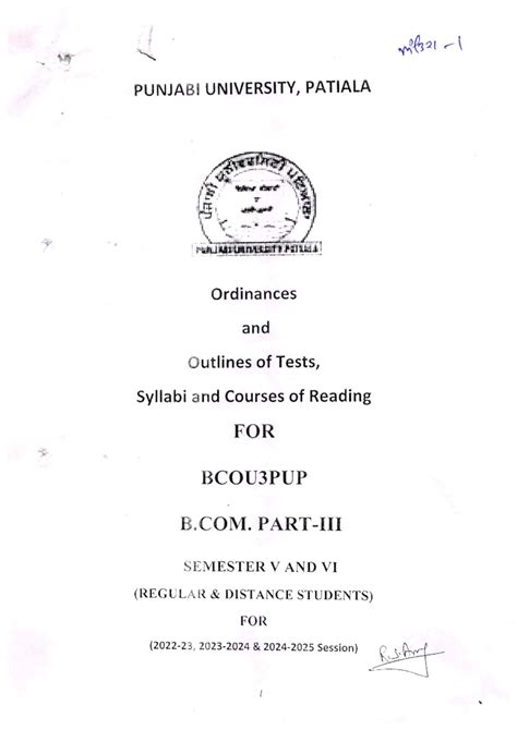 B Com Part III Syllabus BCOU3PUP B Semester V And VI Overview Studocu