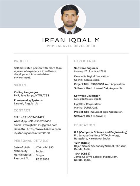 irfan iqbal php laravel developer pdf