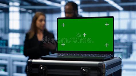 Mockup Laptop In Data Center Running Error Checking Software Monitoring