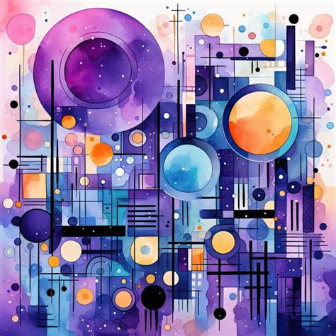 Premium Vector Watercolor Vector Deconstructed Postmodern Artwork Abstract Geometric Shapes