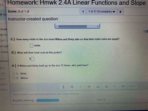 solved homework hmwk 2 4a linear functions and slope rk 1
