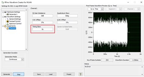 what does timing skew mean in rfmx waveform creator ni