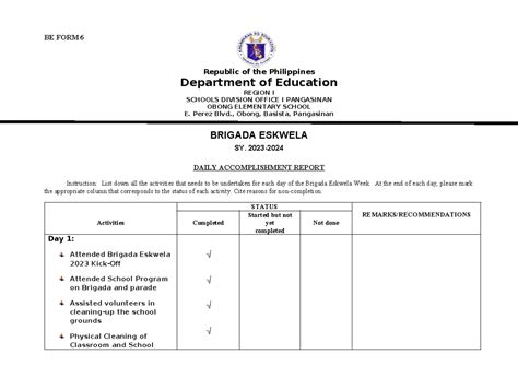 Be Form 6 Mdm Glenda Be Form 6 Be Form 6 Republic Of The