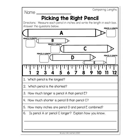 Comparing Lengths 2nd Grade Worksheet