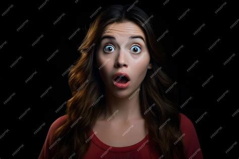 Premium Ai Image Surprised Caucasian Young Adult Woman On Black