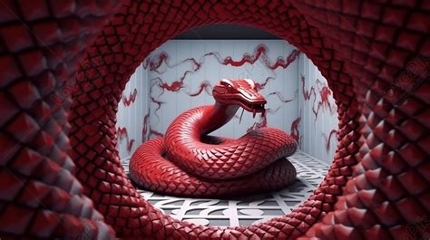 빨간색 무늬 주변을 갖춘 흰색 괴물 뱀 실루엣을 특징으로 하는 생동감 넘치는 3d 판타지 예술 작품 특징 배경 주변 배경 빨간색 배경 이미지 Hd 특징 주변 빨간
