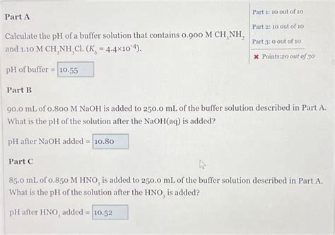 Solved Part Out Of Calculate The PH Of A Buffer Chegg