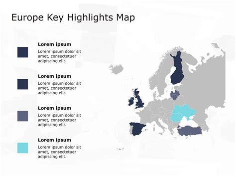 Europe Map Highlight Infographic In Blue And Teal Powerpoint Template