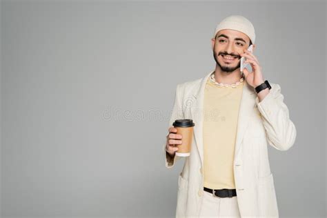 Smiling Homosexual Man In Suit Talking Stock Image Image Of Gray