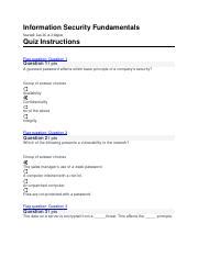 Information Security Fundamentals Quiz Docx Information Security Fundamentals Started Jan