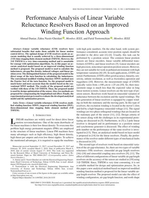 pdf performance analysis of linear variable reluctance resolvers