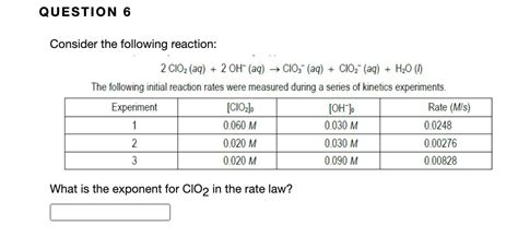 Solved Question 6 Consider The Following Reaction 2 Clo2