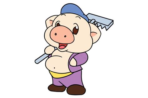 卡通猪八戒简笔画步骤画法教程 毛毛简笔画