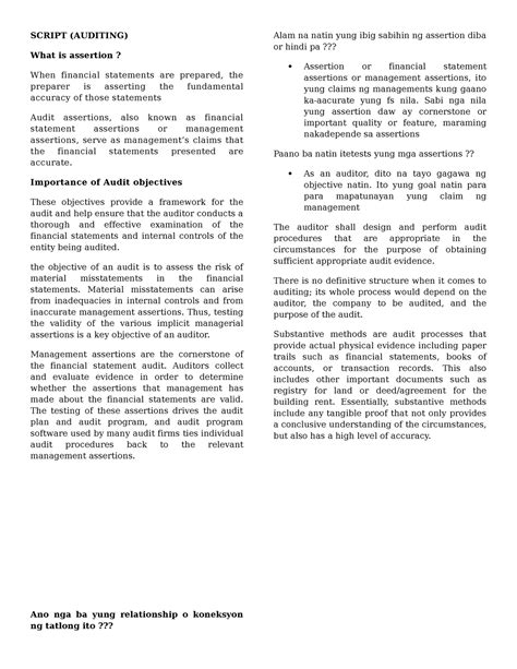 Script Auditing Lecture Notes Script Auditing What Is Assertion