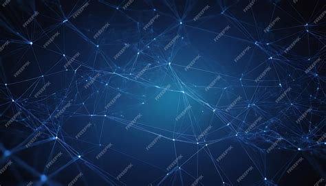 Abstract Connection Dots Technology Background Digital Drawing Blue Theme Network Concept 3d