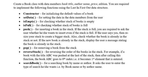 Solved Create A Book Class With Data Members Book Title Chegg
