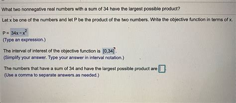 answered what two nonnegative real numbers with… bartleby