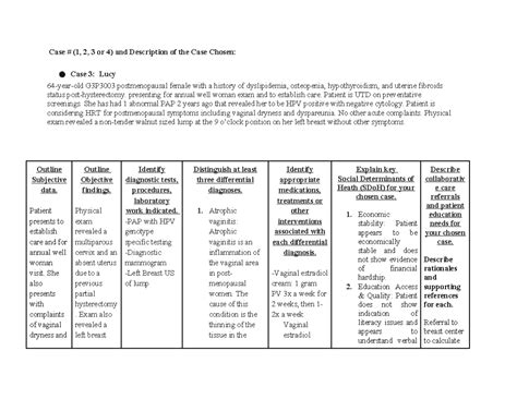 Nrnp 6552 Week 3 Case Study Comprehensive Analysis Of Case 3 Lucy