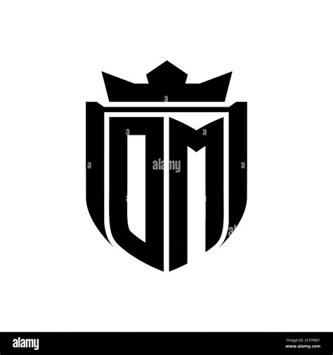 Dm Letter Logo With Shield Shape Inside Shield Badge Crown On White