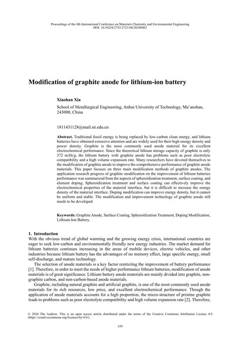 Pdf Modification Of Graphite Anode For Lithium Ion Battery
