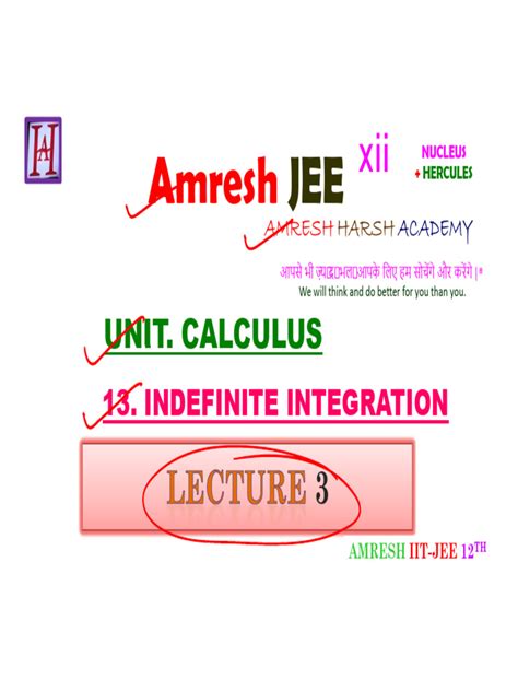 13 Indefinite Integration [lecture 3] Pdf Integral Mathematical Concepts