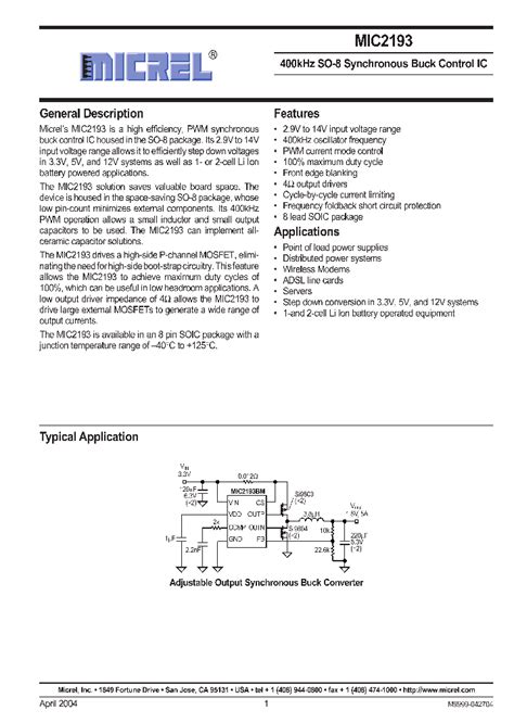 Mic2193139799pdf Datasheet Download Ic On Line