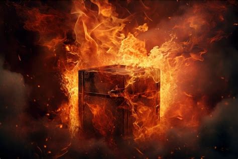 Mesmerizing Fire Cube Background Generate Ai