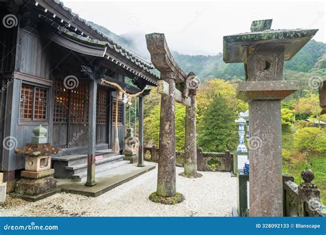 Torii Gate And Porcelain Pillar At Tozan Sueyama Shrine Imari Stock