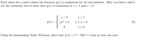 Solved Find Values For A And B Where The Function X Is